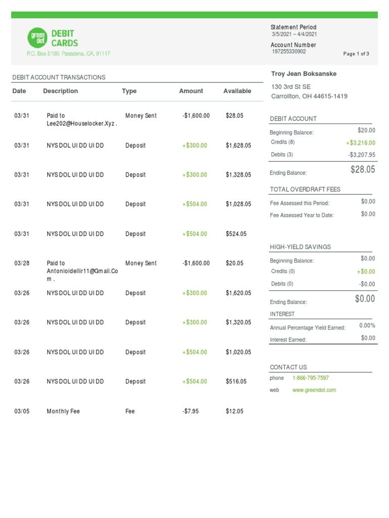 Account Statement | PDF | Debits And Credits | Debit Card