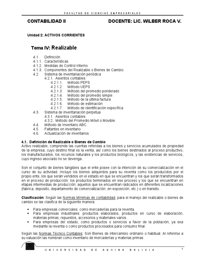 Tema 4 Activo Realizable | PDF | Contabilidad | Inventario