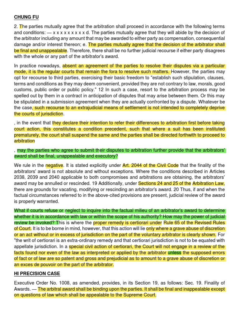 ADR Cases Doctrines | PDF | Arbitration | Certiorari