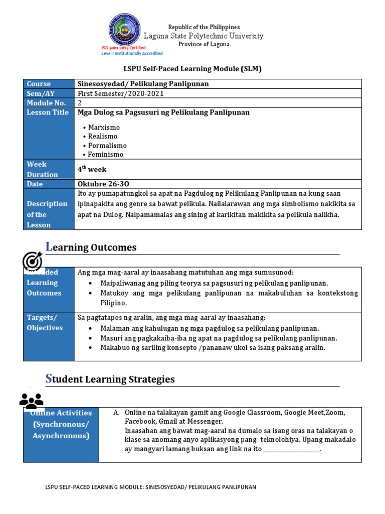 Lspu Module 2 Sinesos | PDF