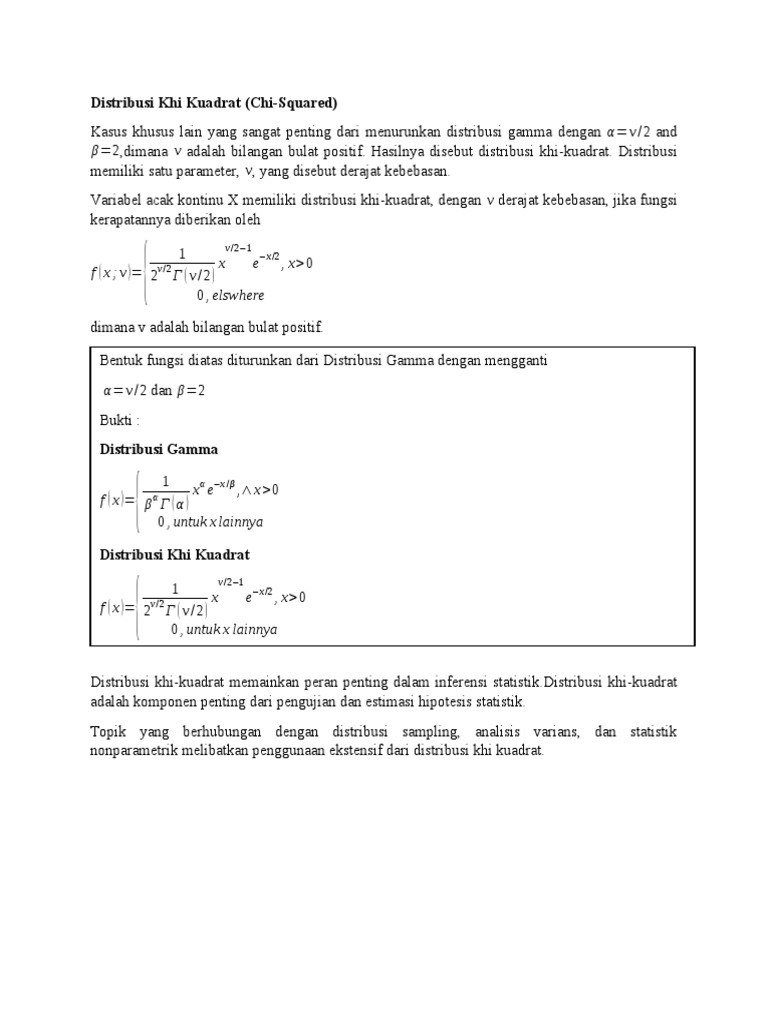 Panduan Distribusi Khi Kuadrat | PDF