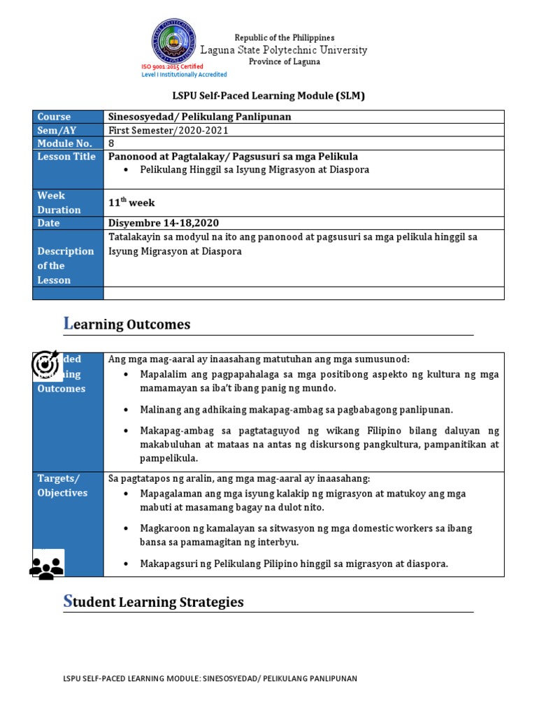 Lspu Module 8 Sinesos | PDF