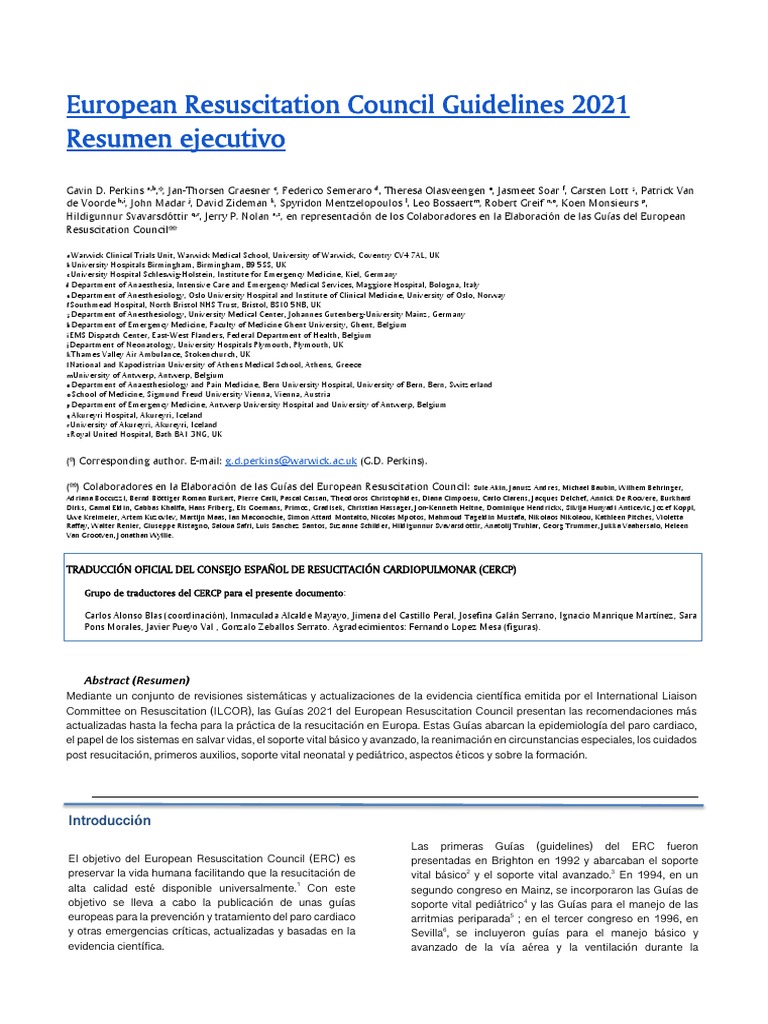 Guías ERC 2021 | PDF | Servicios médicos de emergencia | Cuidado de la ...