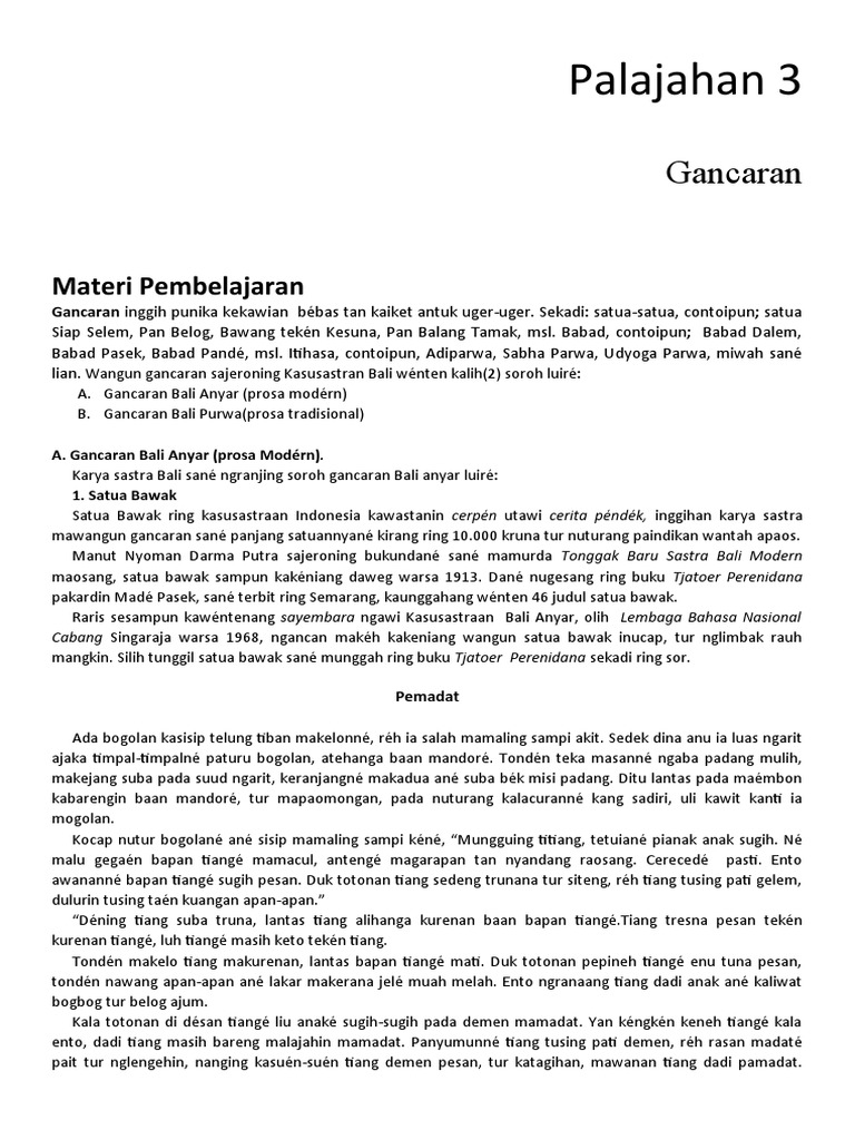 Pengertian dan Jenis Gancaran Bali | PDF | Seni | Puisi