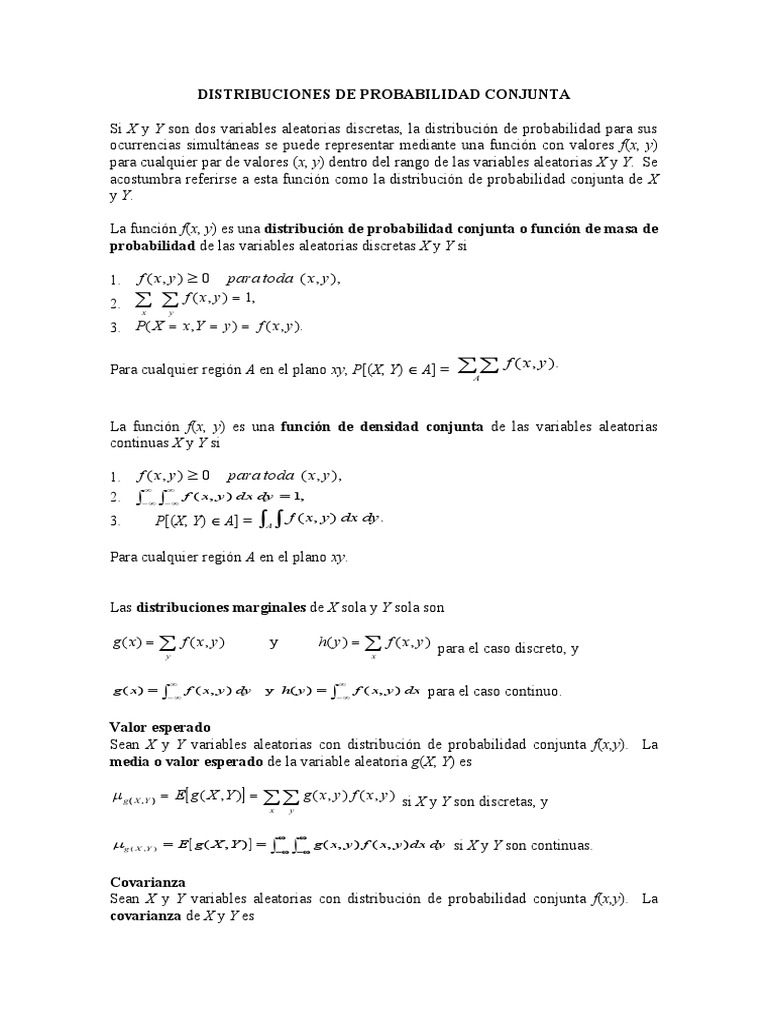 1 Distribuciones de Probabilidad Conjunta | PDF | Variable aleatoria ...