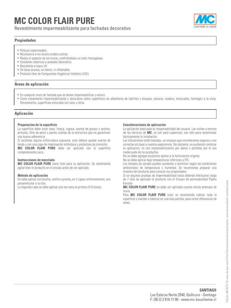 MC Color Flair Pure | PDF | Agua | Química