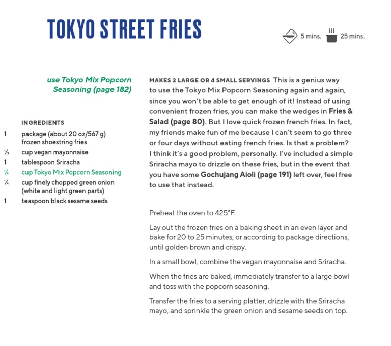 Tokyo Street Fries | PDF | French Fries | Mayonnaise
