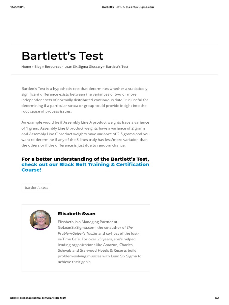 Understanding Bartlett's Test in Statistics | PDF | Six Sigma | Business
