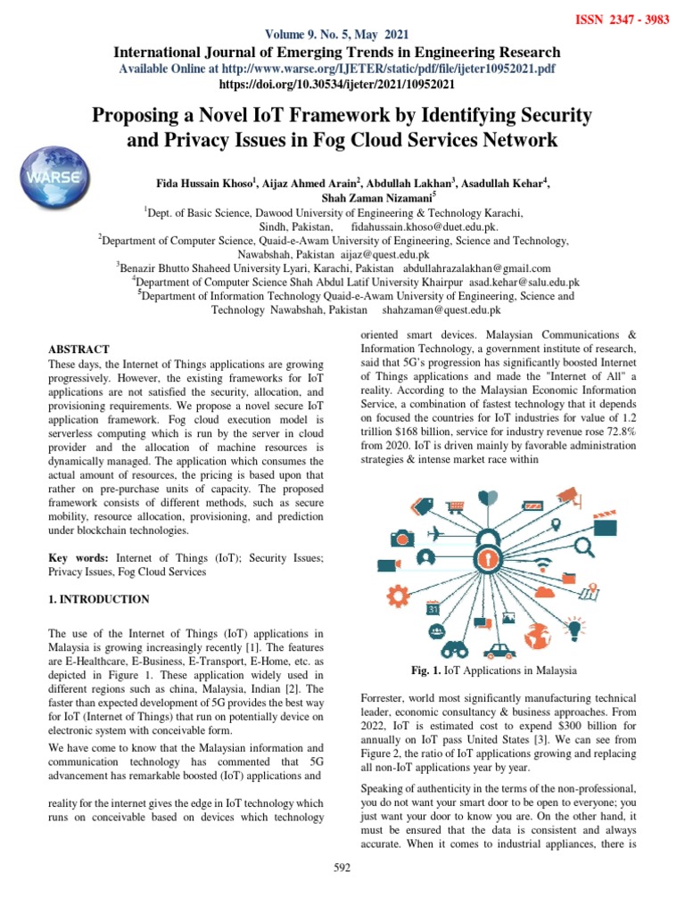 Proposing A Novel IoT Framework by Identifying Security and Privacy ...