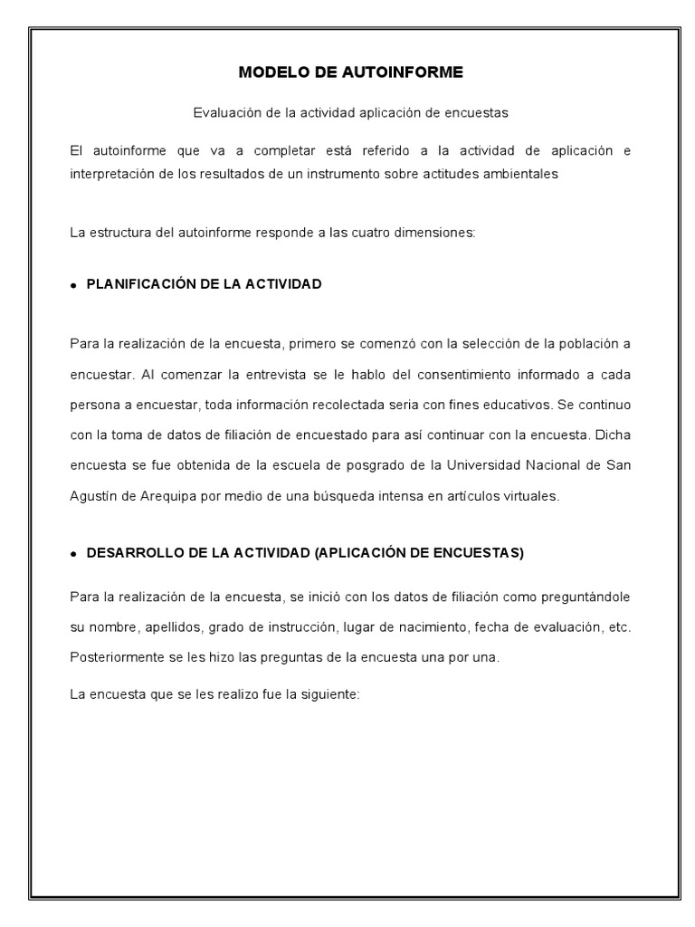 Modelo de Autoinforme - Psi Ambiental | PDF | Reciclaje | Residuos