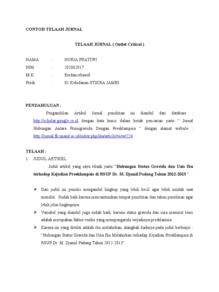 Contoh Telaah Jurnal | PDF