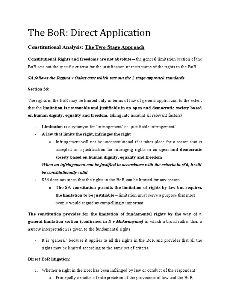 The BoR: Direct Application and the Two-Stage Approach | PDF ...