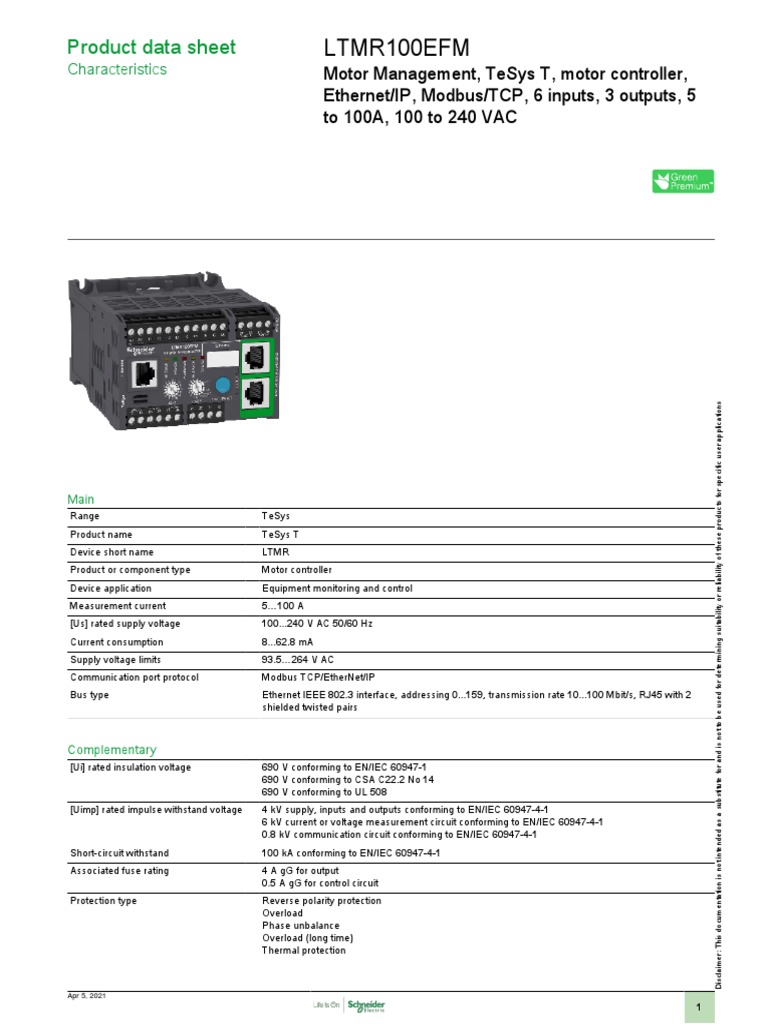 Tesys T - LTMR100EFM | PDF | Alternating Current | Power Supply