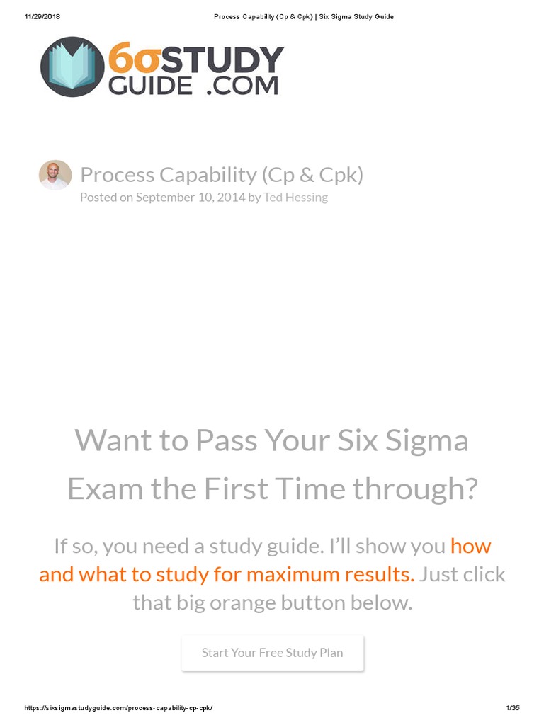 Process Capability (CP & CPK) - Six Sigma Study Guide | PDF | Standard ...