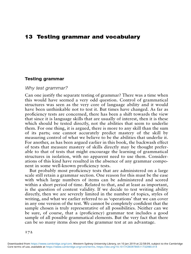 Testing Grammar and Vocabulary | PDF | Vocabulary | Multiple Choice