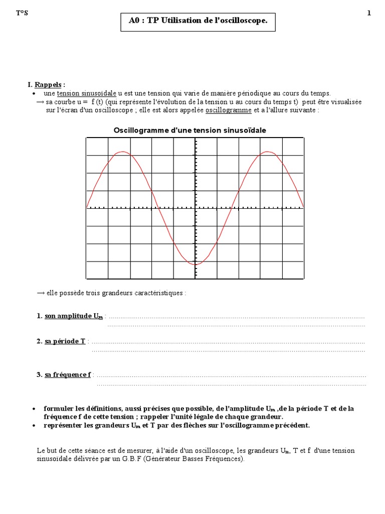 TP sur l'utilisation de l'oscilloscope | PDF | Fréquence | Courant ...