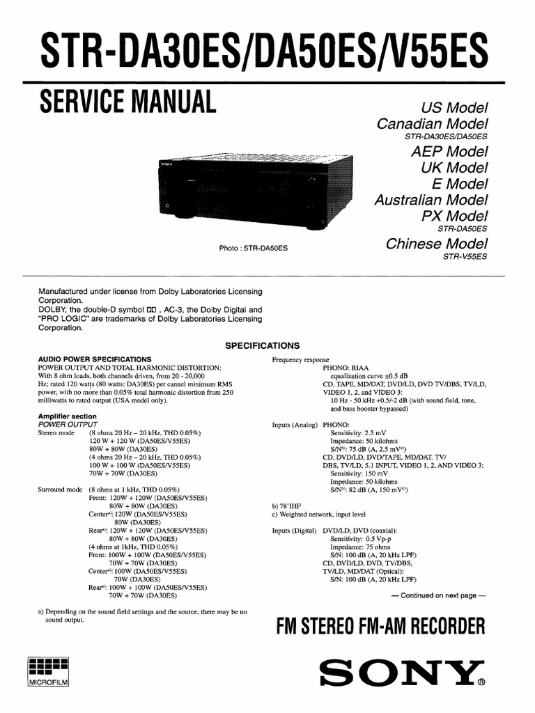 Sony Str-Da30es Da50es V55es | PDF