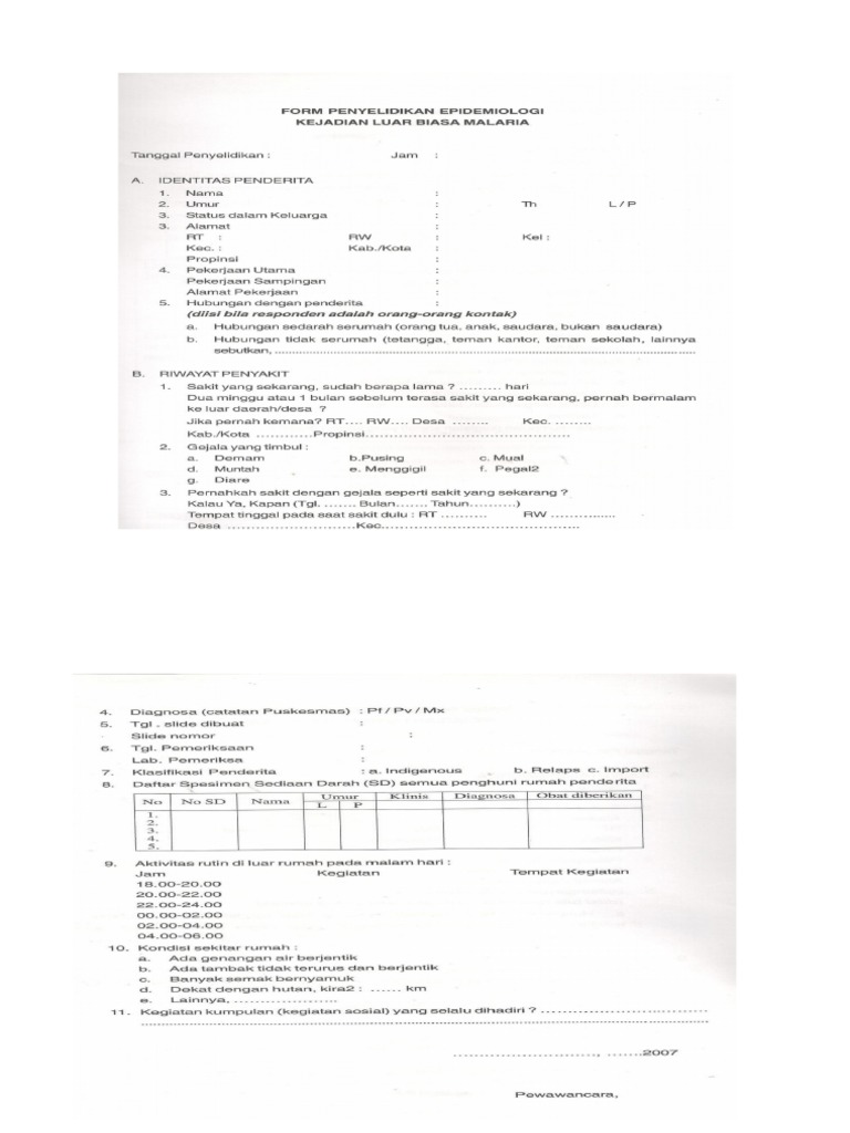 Form Pe Malaria | PDF
