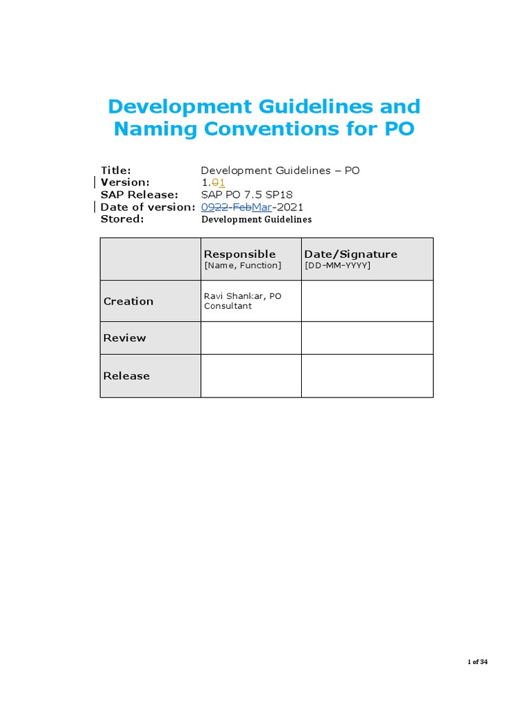 SAP PO Development Guidelines and Naming Conventions | PDF | Object (Computer Science ...
