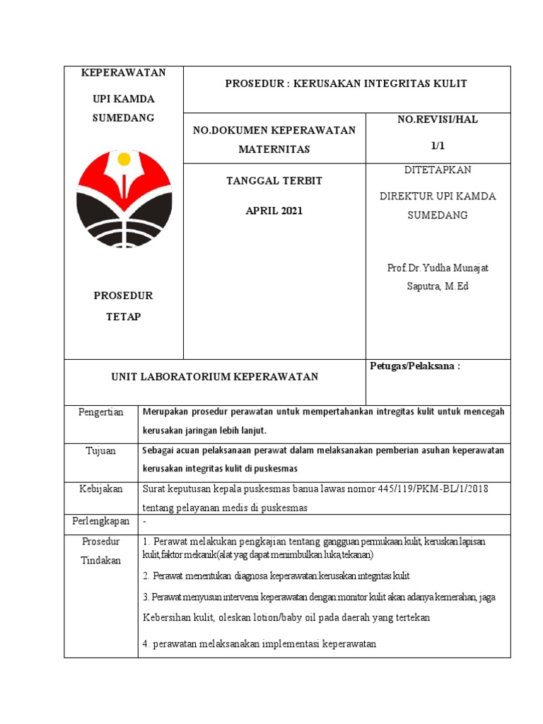 Pitria - SOP Integritas Kulit | PDF