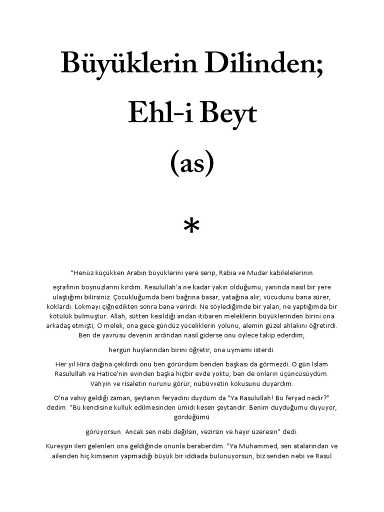 Büyüklerin Dilinden Ehli Beyt | PDF
