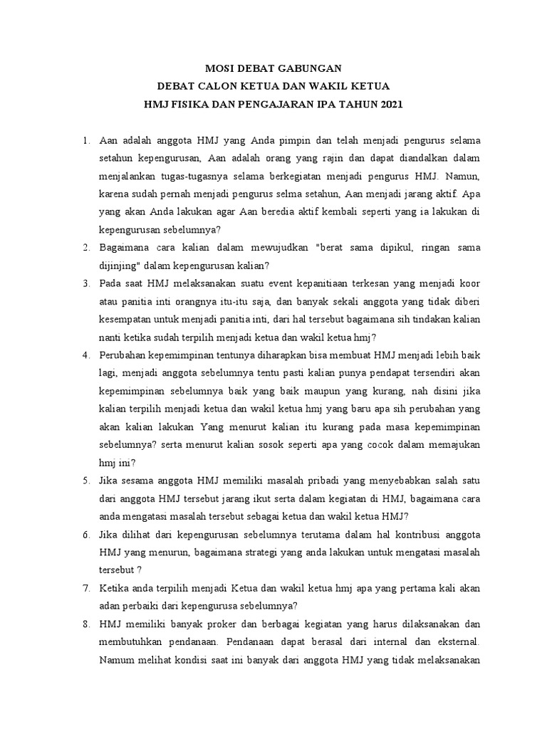 Mosi Debat Gabungan | PDF