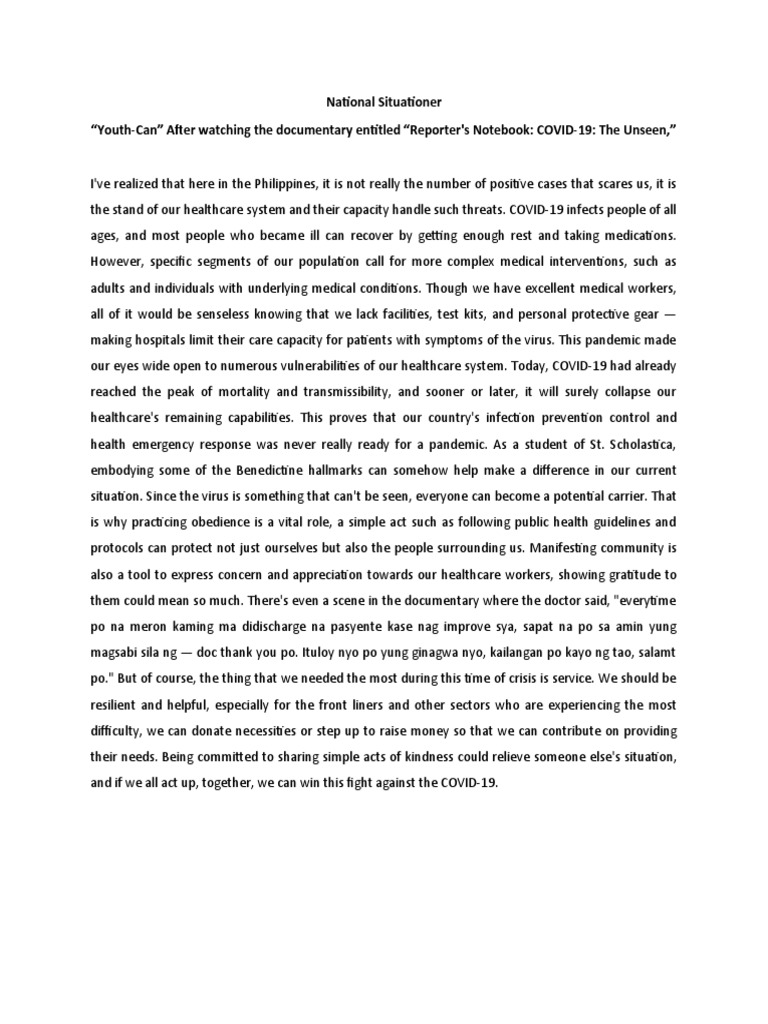 National Situationer "Youth-Can" After Watching The Documentary ...