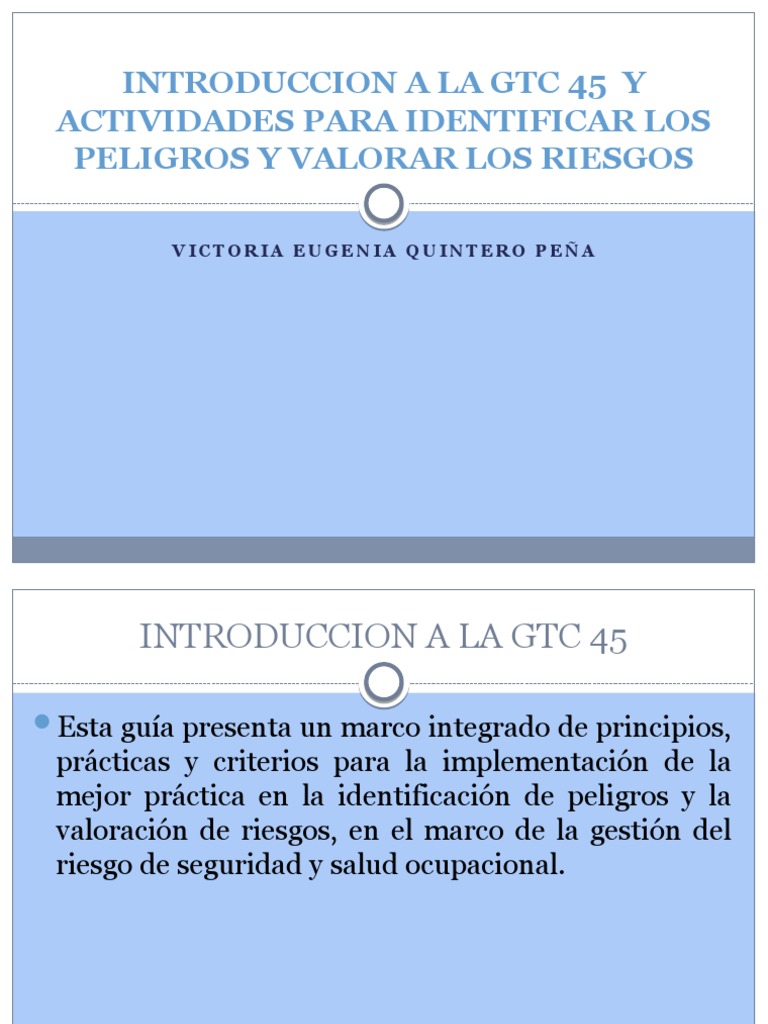 Introduccion A La GTC 45 y Actividades para Identificar Los Peligros y Valorar Los Riesgos ...