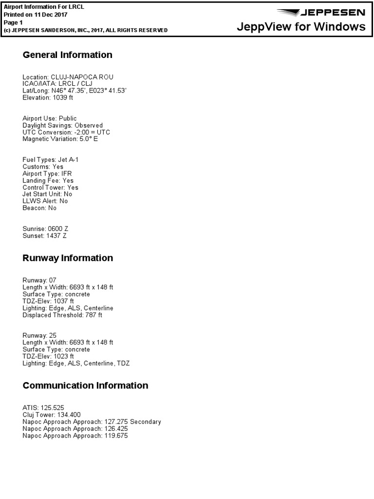Jeppview For Windows: General Information General Information | PDF ...