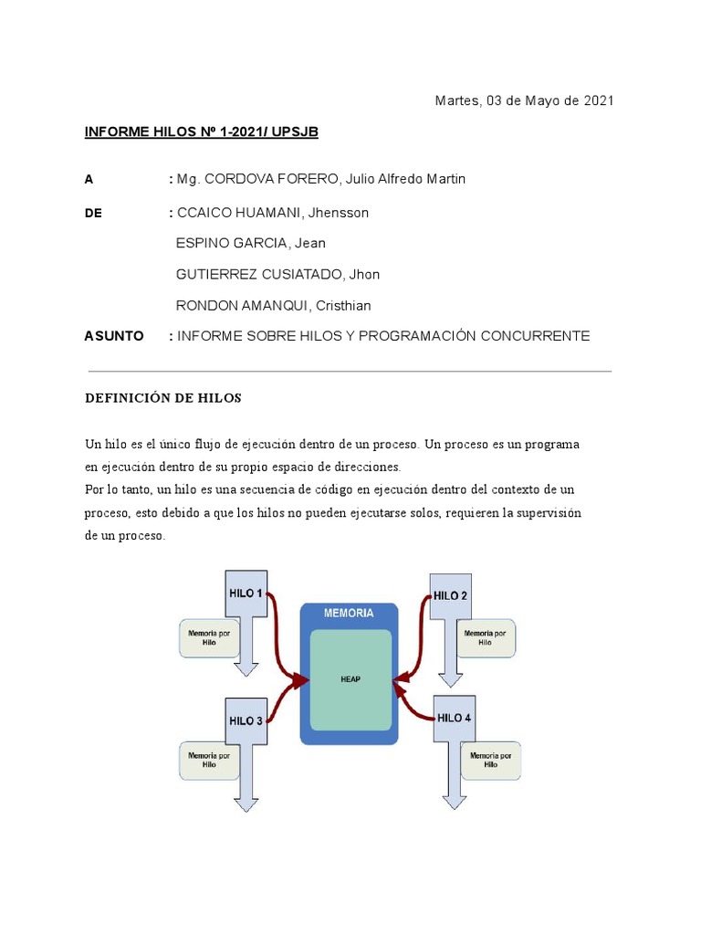 INFORME | PDF | Hilo (Computación) | Java (lenguaje de programación)