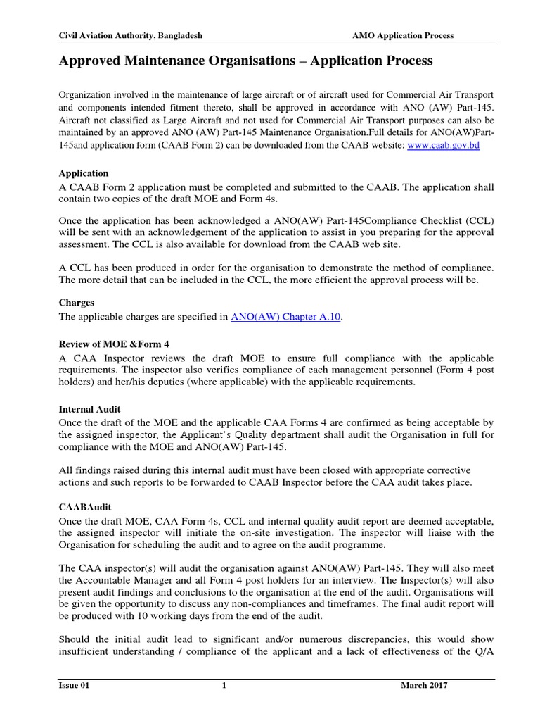 Approved Maintenance Organisations - Application Process | PDF | Audit ...