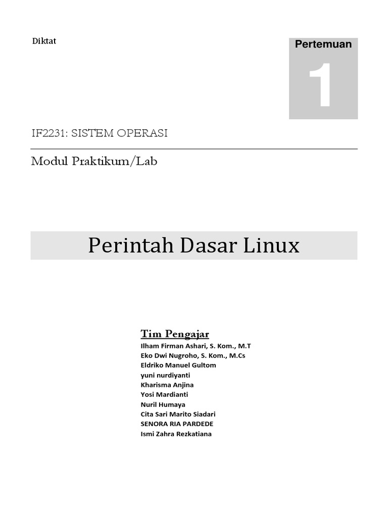 Dasar Linux: Panduan Praktikum ITERA | PDF | Metode & Bahan Ajar | Komputer