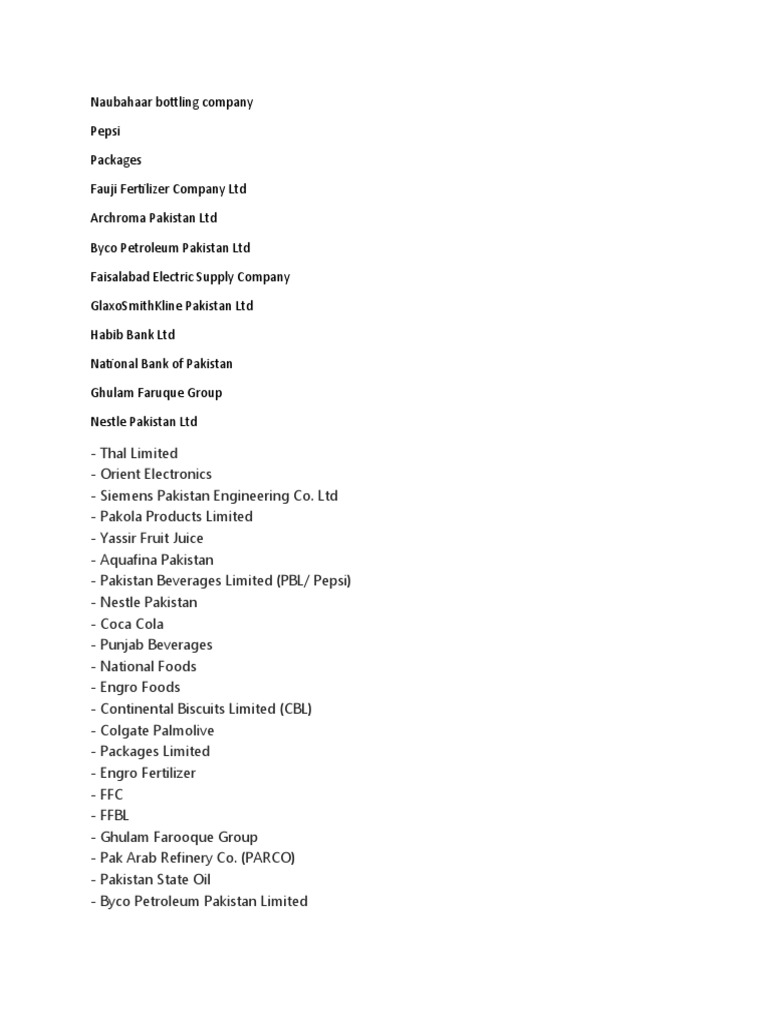 SAP Companies in Pakistan | PDF | Pakistan | Beverages