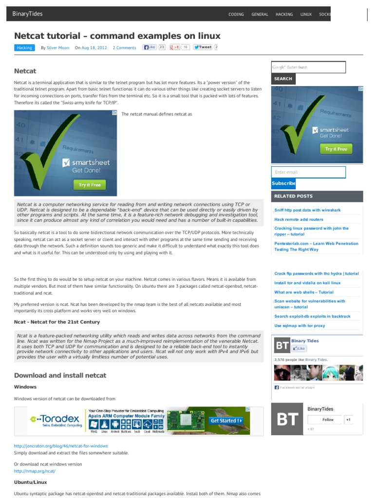 HTTP WWW Binarytides Com Netcat-Tutorial-For-Beginners | PDF | Port (Computer Networking ...