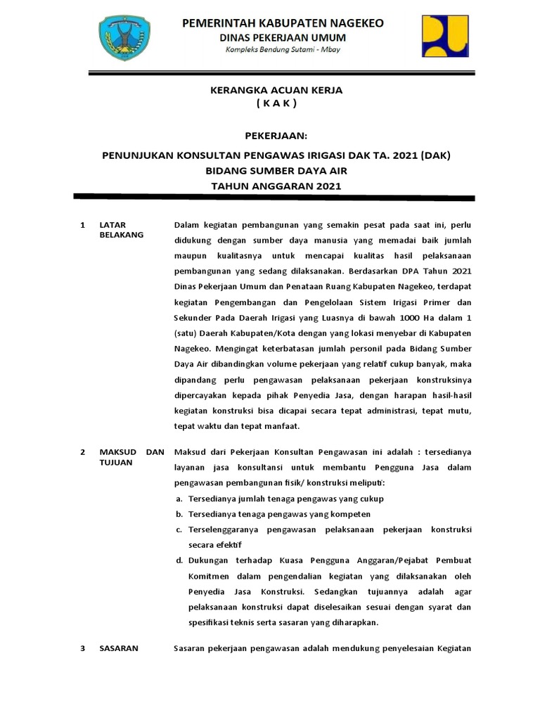 Kerangka Acuan Kerja Dak | PDF