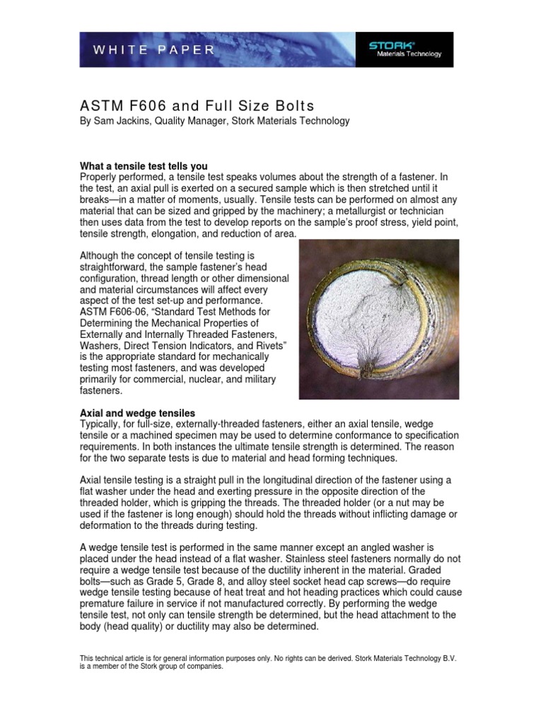 ASTM F606 and Full-Size Bolts Final | Screw | Fracture