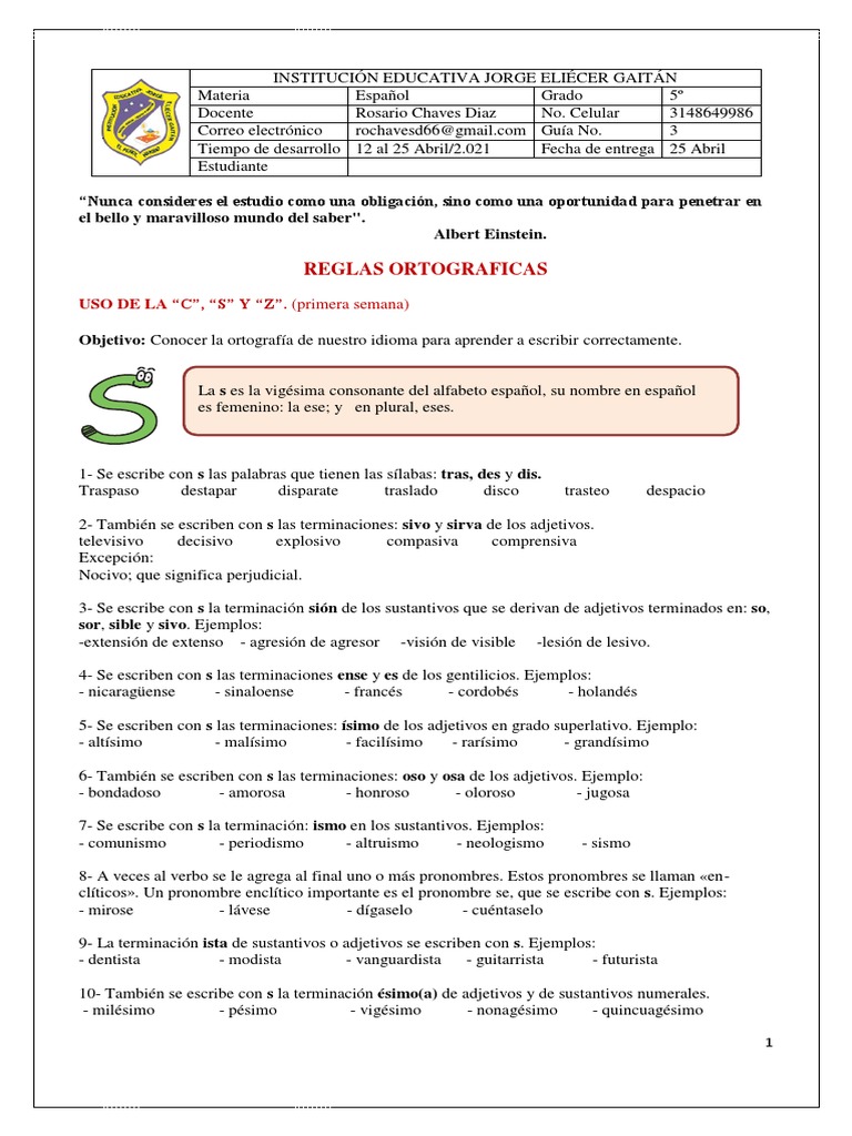 Reglas de ortografía: C, S y Z | PDF | Peatonal | Lingüística
