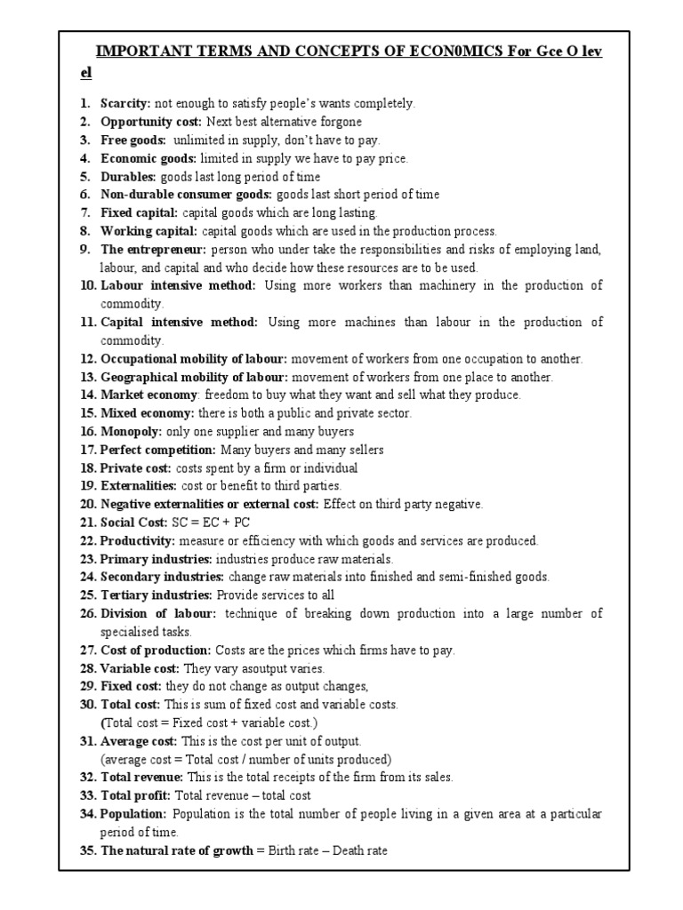 Economic Definition Questions (2 Marks) | PDF | Unemployment | Social ...