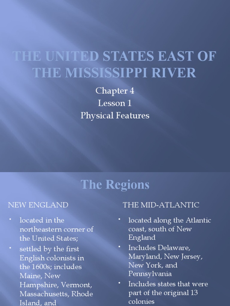 The United States East of The Mississippi Riverv CHP 4, Lesson 1 | PDF ...