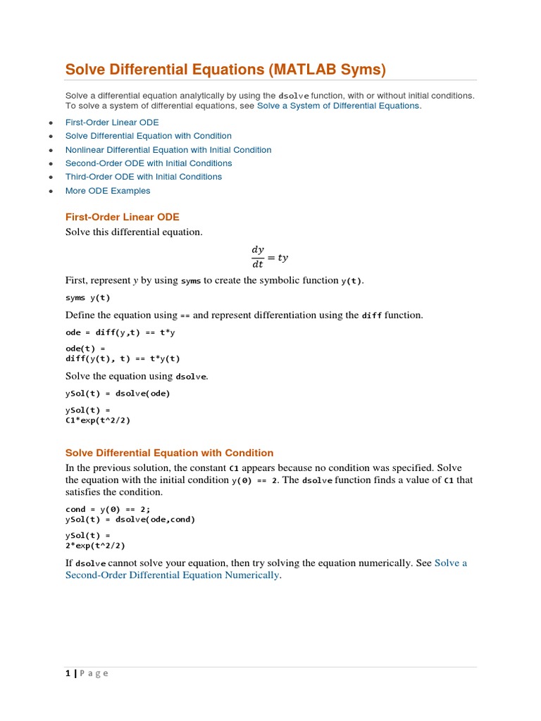 Solve Differential Equation Symbolically | PDF