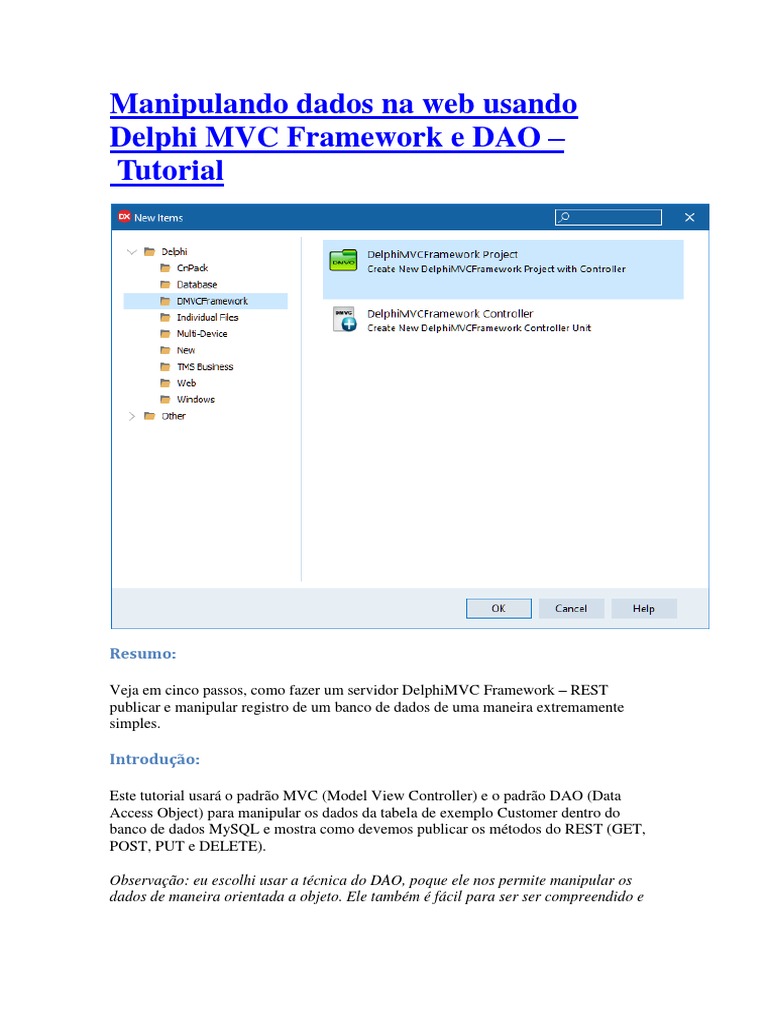 Manipulando Dados Na Web Usando Delphi MVC Framework e DAO | PDF | Model-View – Controller (MVC ...