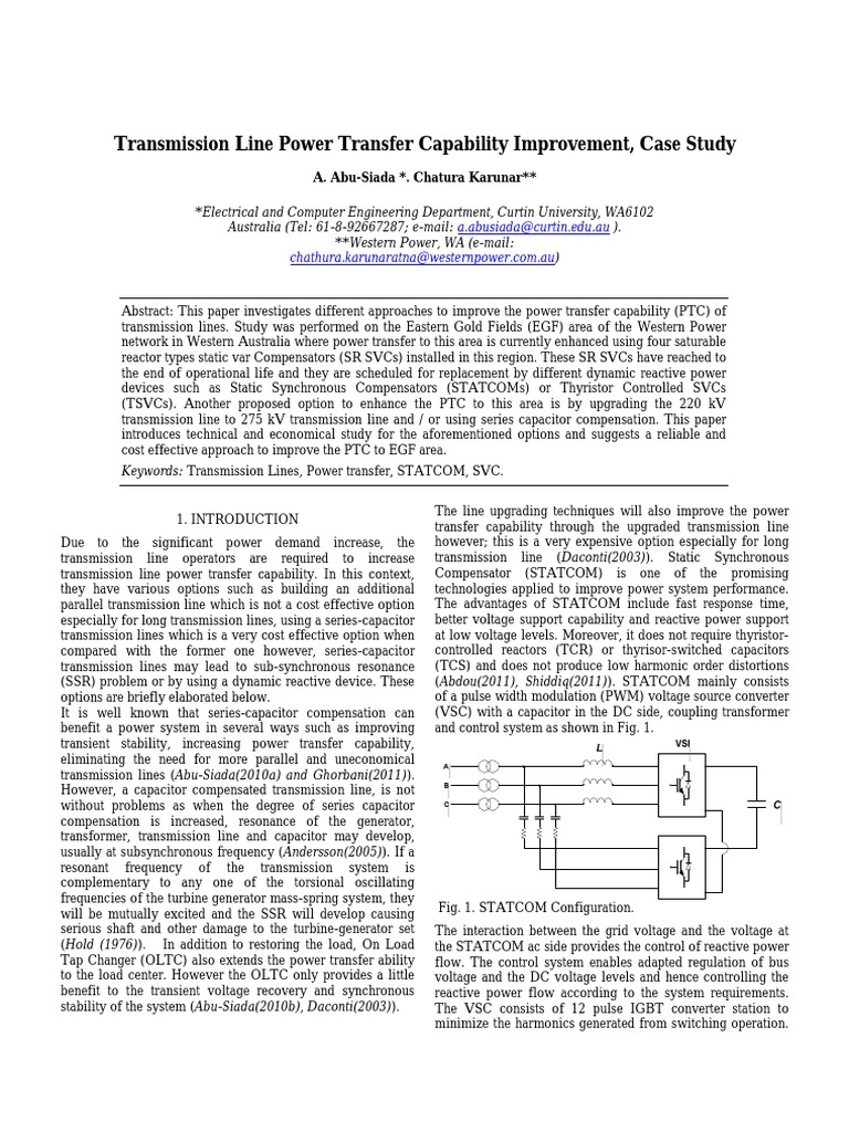 Transmission Line Power Transfer Capability Improvement, Case Study ...