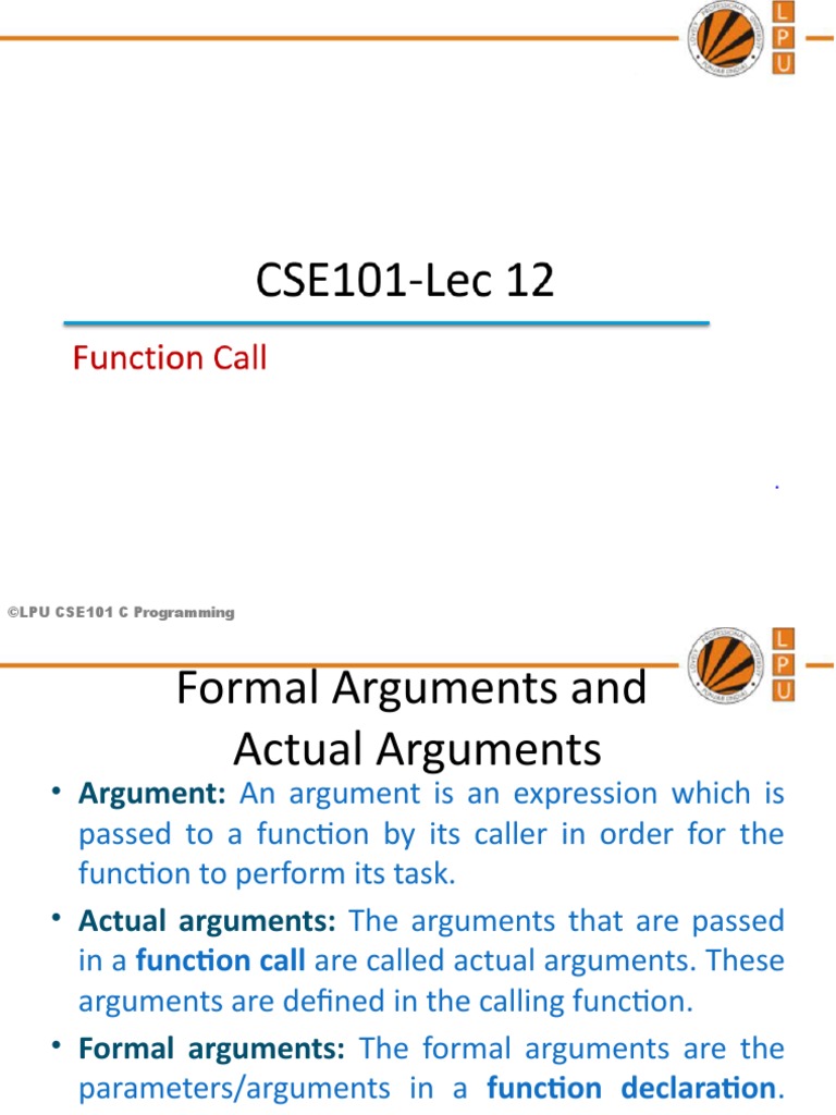 ©lpu Cse101 C Programming Pdf Parameter Computer Programming Subroutine 4090