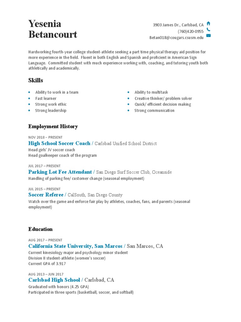Kine 495 Yb Resume May 2021 | PDF | Physical Therapy | Human Nature
