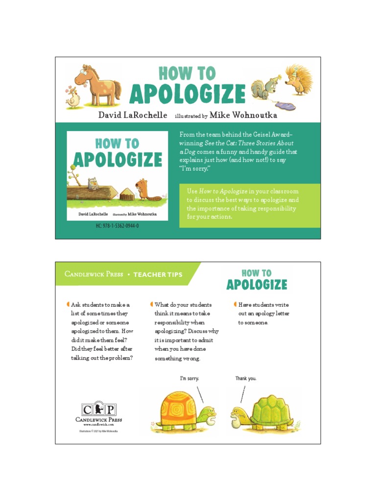 How To Apologize Teacher Tip Card | PDF