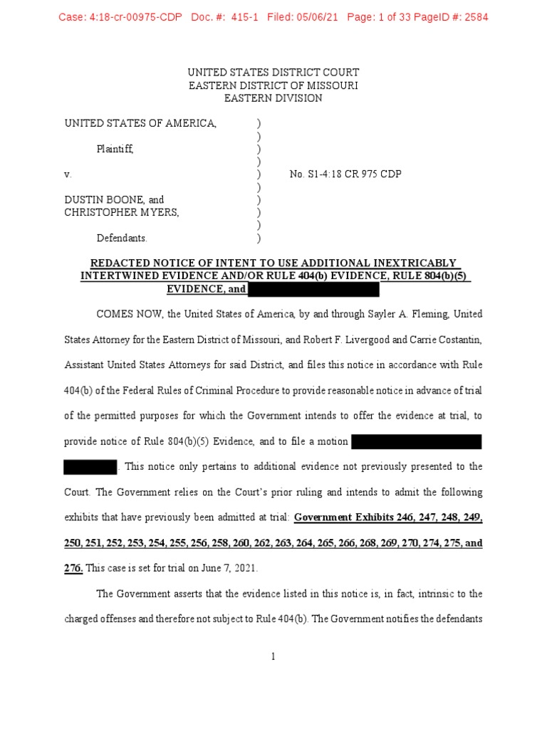 Notice of Intent To Introduce Evidence | PDF | Confrontation Clause ...