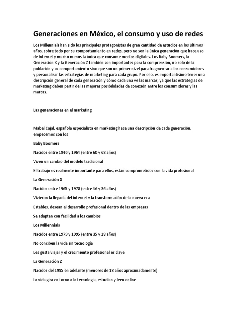 Generaciones en Mexico | PDF | Millennials | Internet
