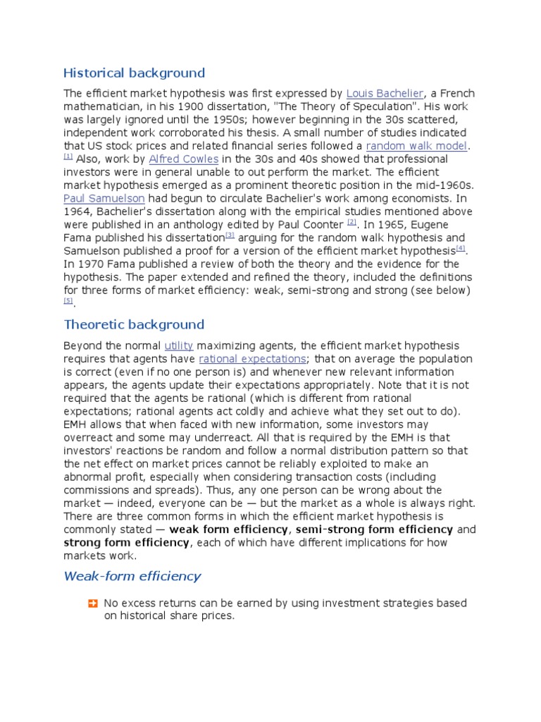Historical Background: Louis Bachelier | PDF | Efficient Market ...