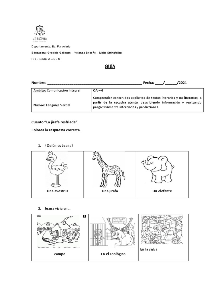 Cuento Infantil: La Jirafa Resfriada | PDF