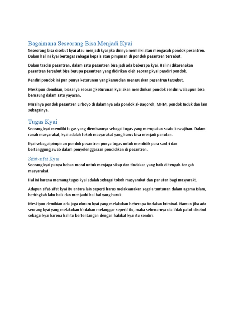 Bagaimana Seseorang Bisa Menjadi Kyai | PDF